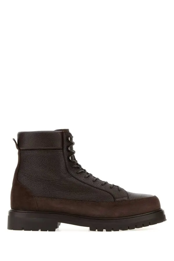 Brunello Cucinelli Leather And Suede Lace-up Ankle Boots
