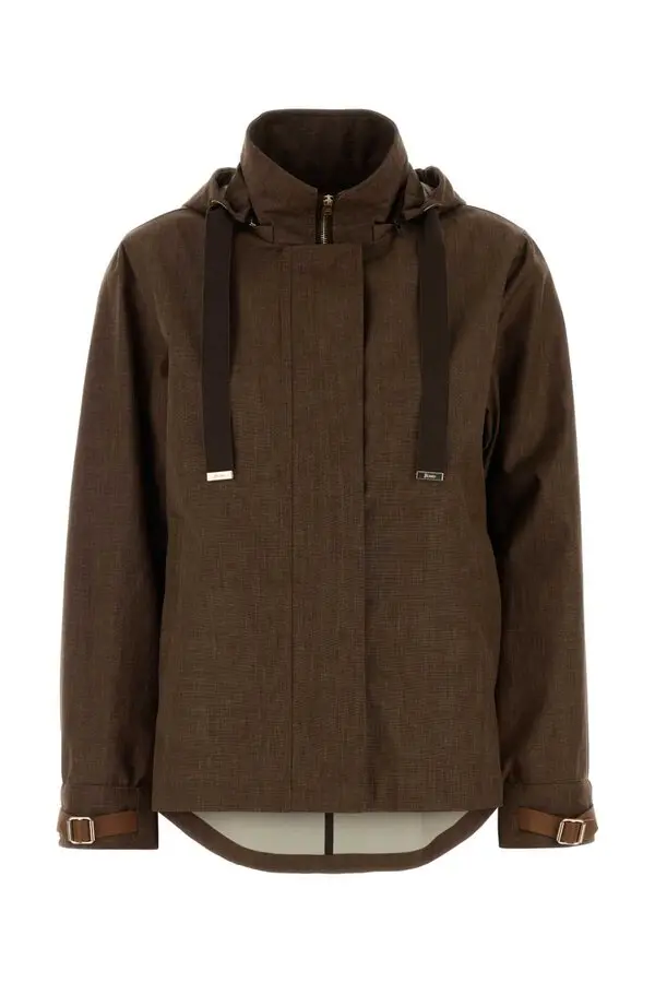 Herno Linen Blend Hooded Zip-up Jacket
