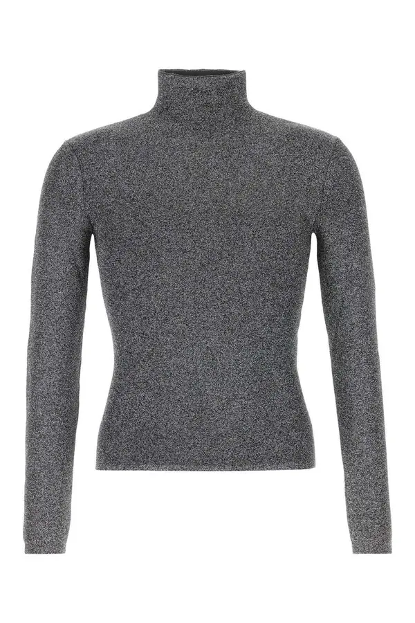 Gucci Turtleneck Metallic Knit Sweater - Black