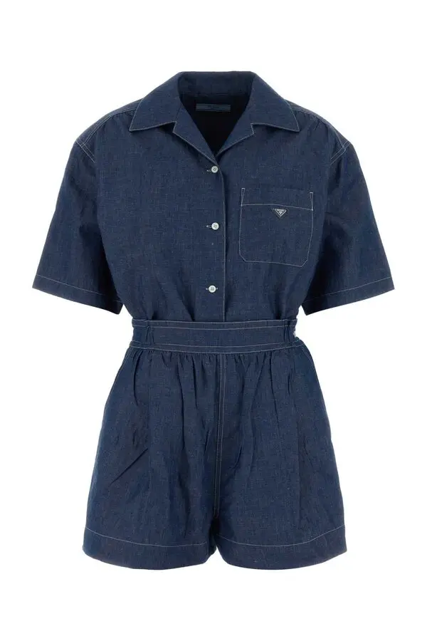 Prada Chambray Short Jumpsuit - Blue