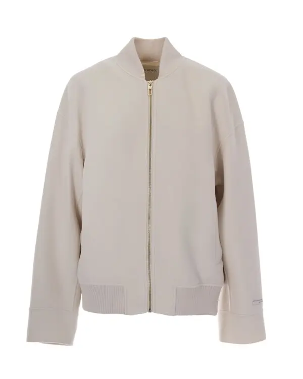 Sportmax Wool Bomber Jacket With Zip-up Front And Ribbed Trim