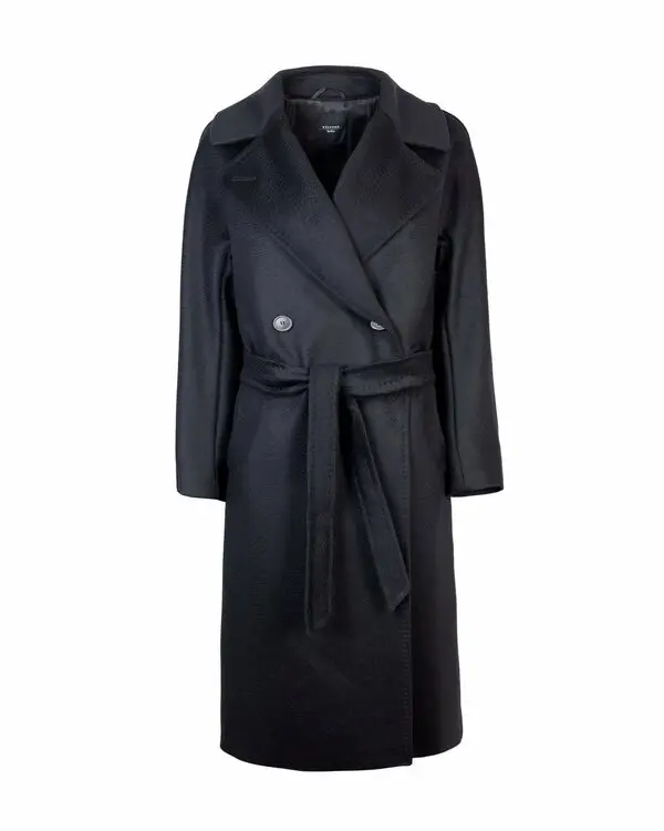 Max Mara Double-breasted Belted Wool Coat - Nero