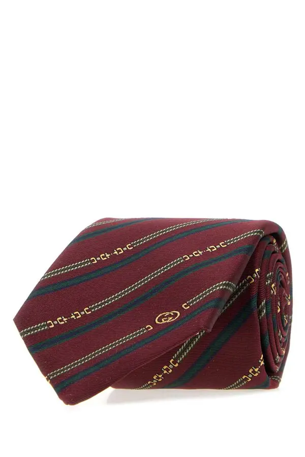 Gucci Embroidered Jacquard Neck Tie - Stripped