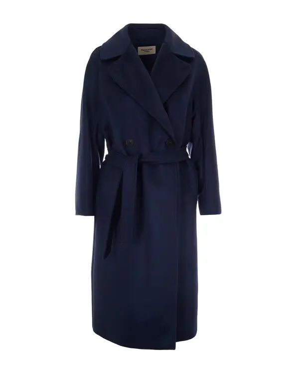 Max Mara Double-breasted Belted Wool Coat - Blu Cobalto