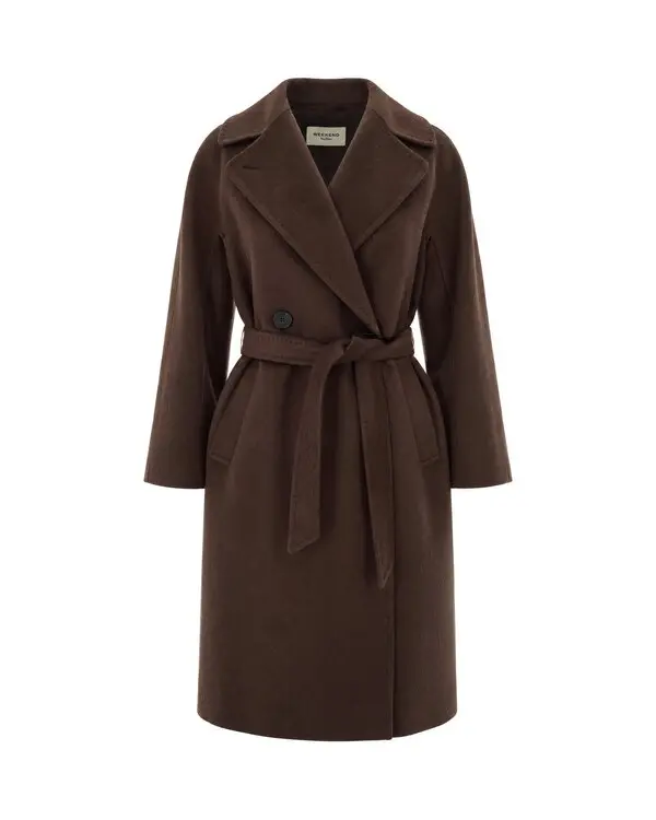 Max Mara Double-breasted Belted Wool Coat - Marrone Scuro