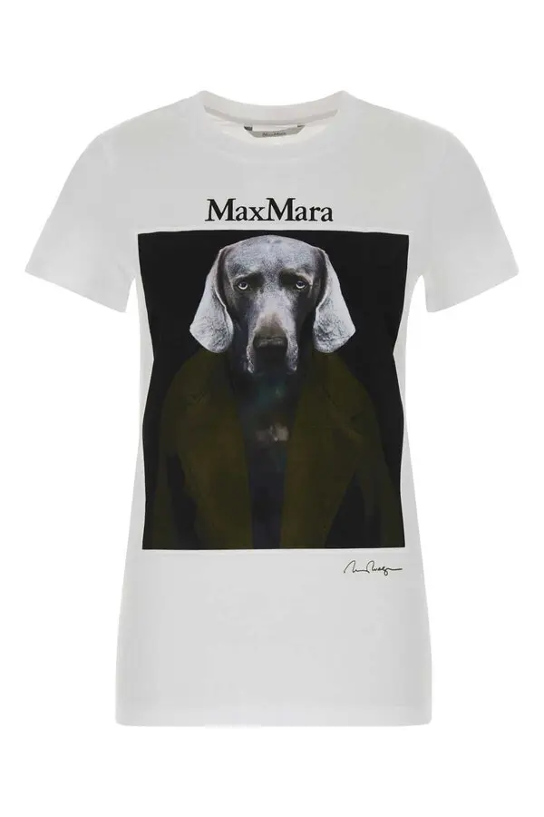 Max Mara Cotton T-shirt With Graphic Print - White
