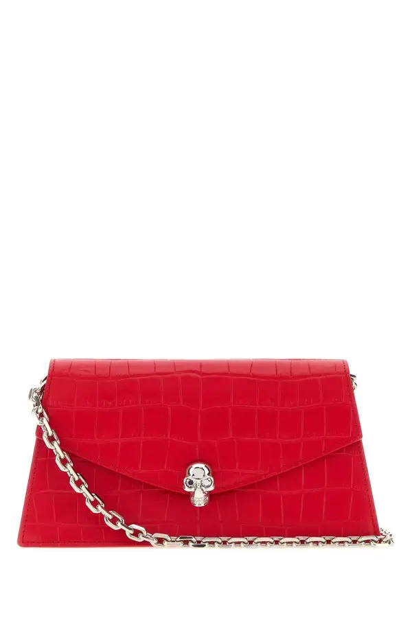 Alexander McQueen Leather Mini Skull Crossbody Handbag - Red