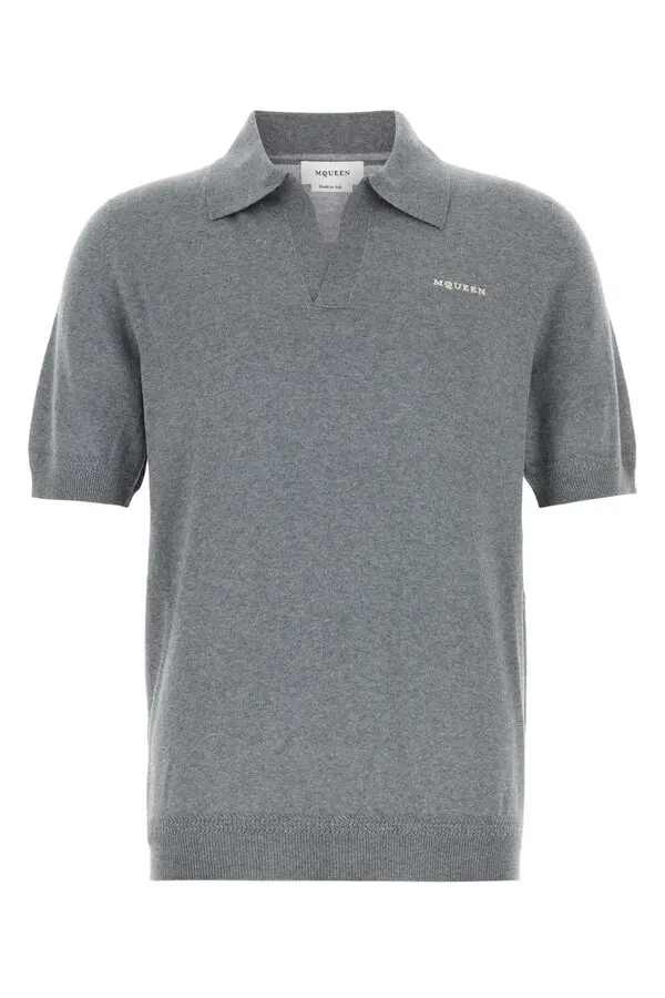 Alexander McQueen Wool Polo Shirt - Grey