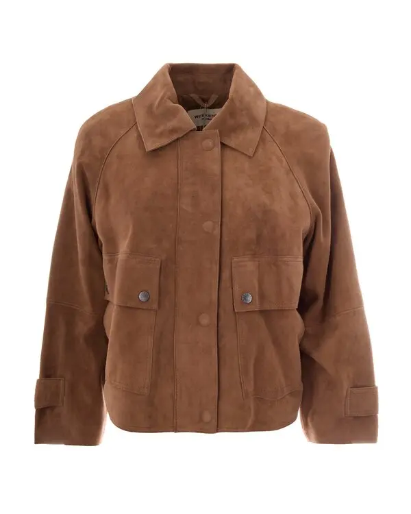 Max Mara Suede Shirt Jacket With Patch Pockets - Nocciola