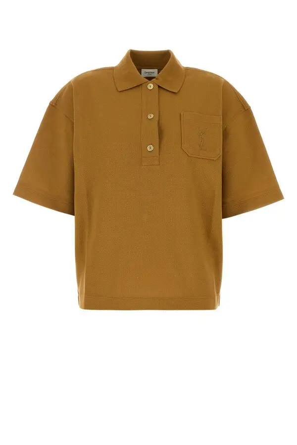 Saint Laurent Oversized Cotton Piquet Polo Shirt - Yellow