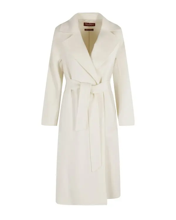 Max Mara Belted Wool Blend Wrap Coat - Bianco