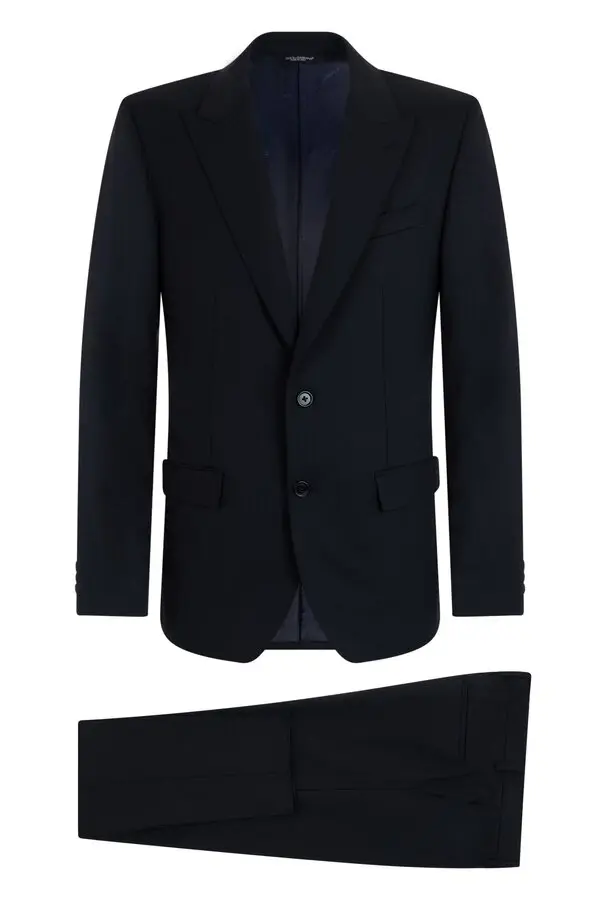 Dolce & Gabbana Midnight Stretch Wool Suit For - Blue