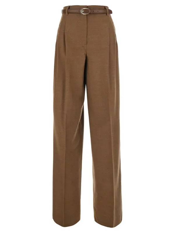 Max Mara High-cut Wool-blend Belted Pants