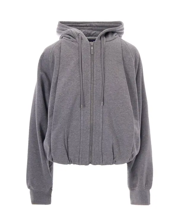 Sportmax Zip-front Cropped Hoodie - Grigio Medio