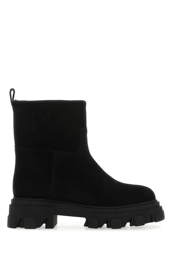 Gia Couture Suede Ankle Boots - Black