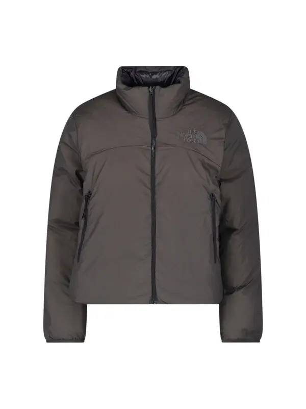 The North Face Padded Quilted Stand Collar Zip Up Jacket - Grey