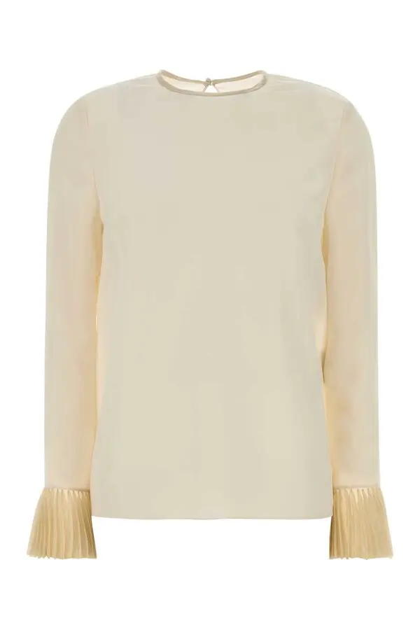 Valentino Garavani Silk Crepe Blouse With Pleated Cuffs - White
