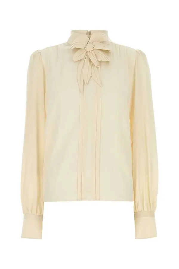 Valentino Garavani Silk Blouse With Bow Detail - Yellow