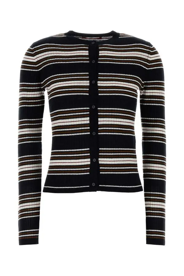 MM STUDIO Embroidered Silk-blend Striped Cardigan - Stripped