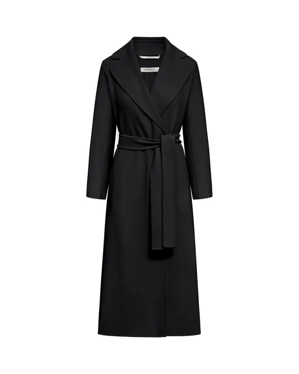 Max Mara Wool Wrap Coat With Tie Belt - Nero