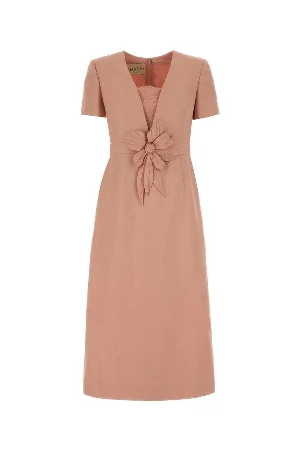 Valentino Garavani Virgin Wool & Silk Blend Dress With Bow Detail