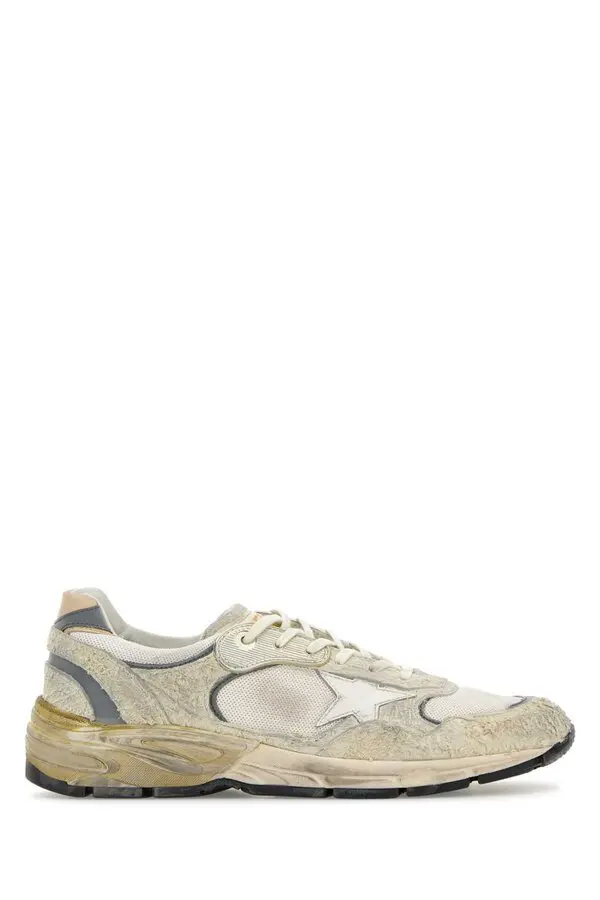 GOLDEN GOOSE Running Dad Sneaker In Suede And Fabric - White
