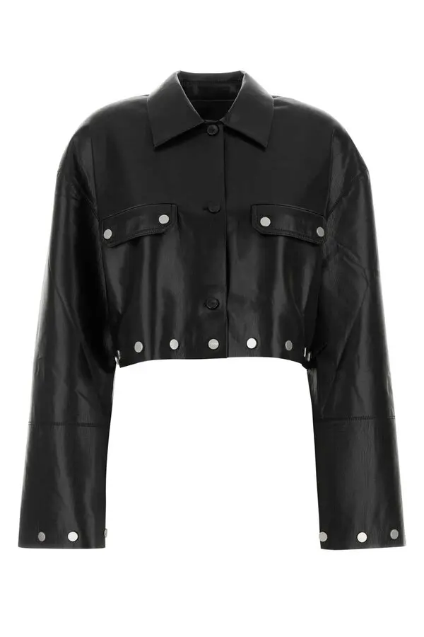 Nanushka Kassie Cropped Synthetic Leather Shirt
