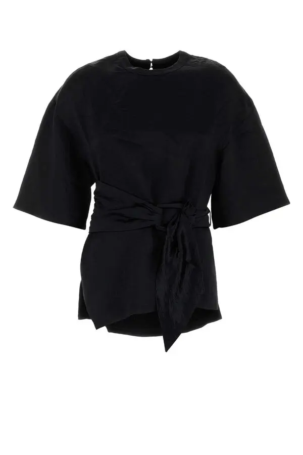 Nanushka Satin Besia T-shirt With Tie Detail