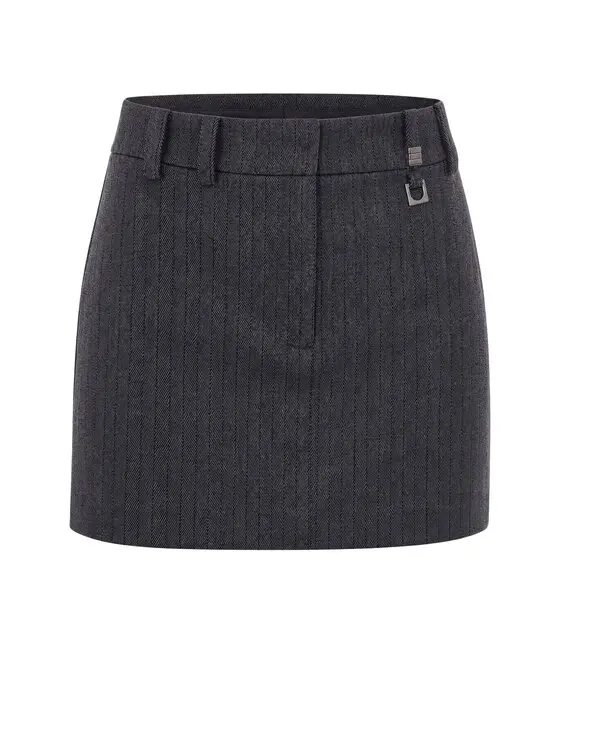 Patrizia Pepe Herringbone Jacquard Mini Skirt - Herringbone Gray