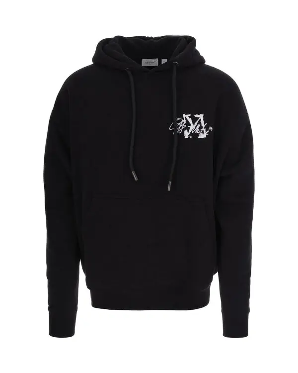 Off-White Graphic Cotton Hoodie - Black