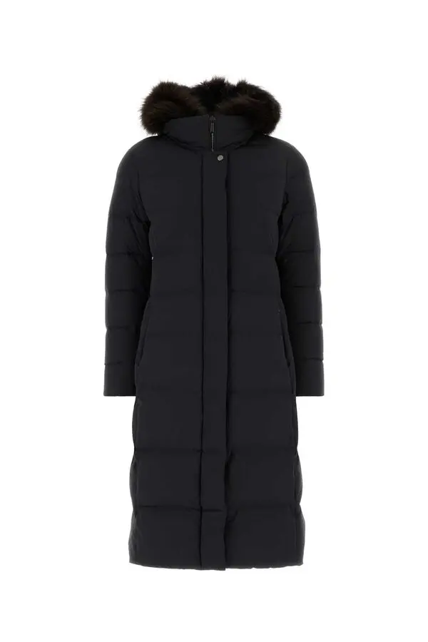 MOORER Slate Nylon Blend Down Jacket With Fur Trim