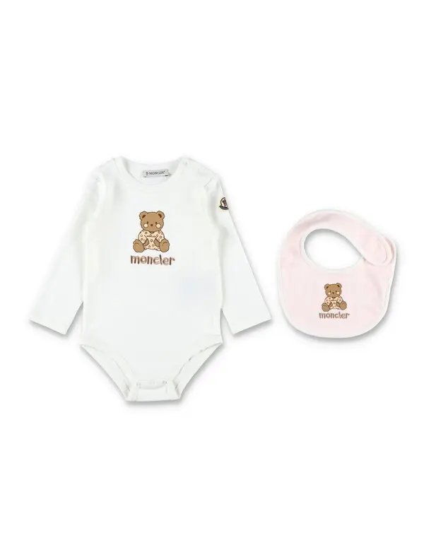 Moncler Baby Bear Bodysuit And Bib Set