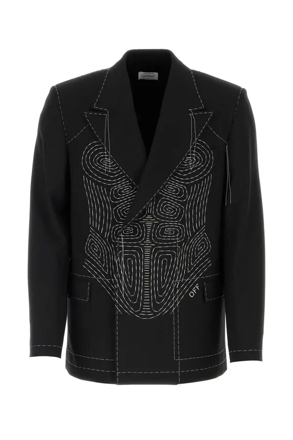 Off-White Inspired Stretch Blazer In Polyester Wool Blend