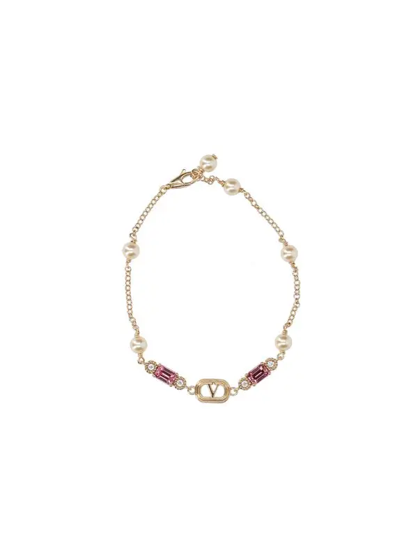 Valentino Garavani Pearl And Crystal Pendant Necklace - Gold
