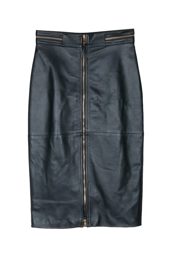 Elisabetta Franchi Fitted Midi Skirt With Zip Detail - Nero