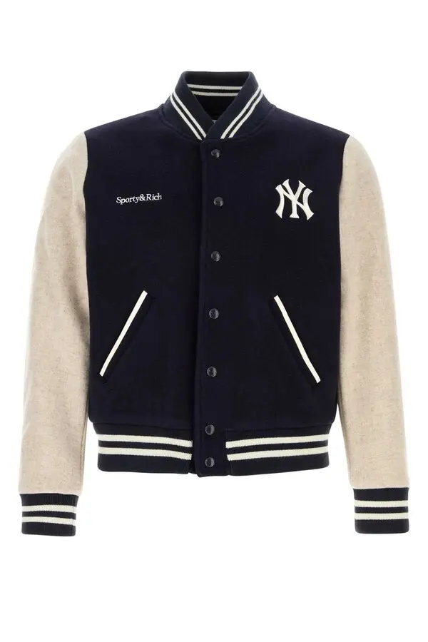SPORTY & RICH Wool Blend Varsity Bomber Jacket