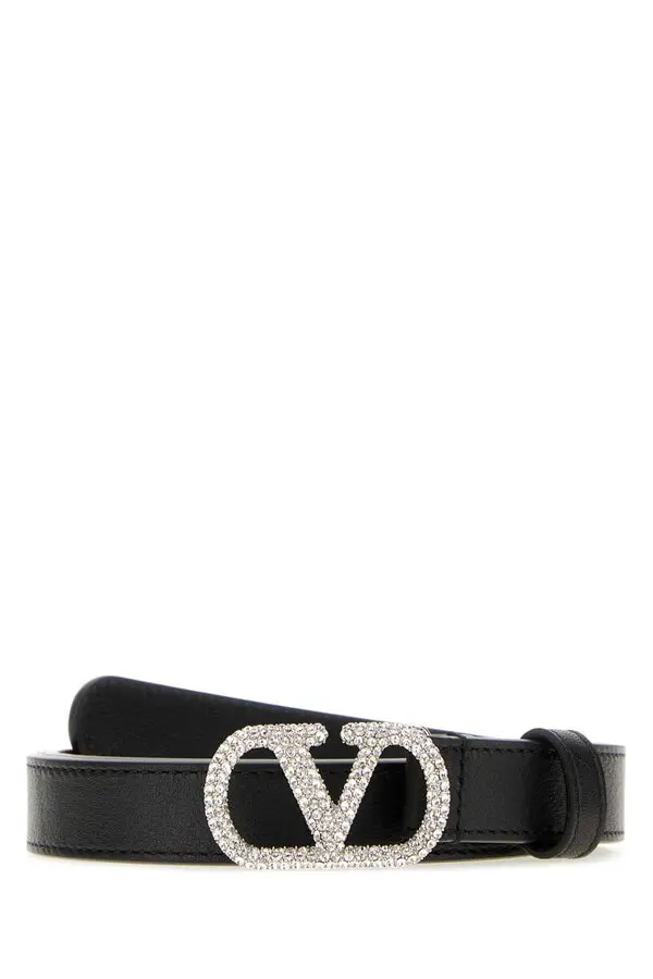 Valentino Garavani Vlogo Signature Leather Belt - Black