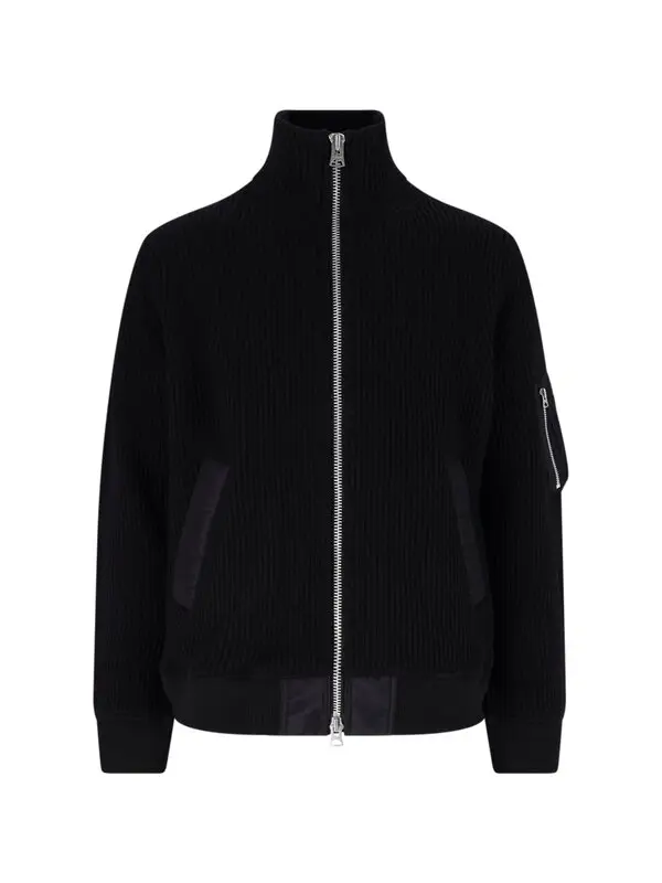 Sacai Ribbed Knit Zip-up Bomber Jacket