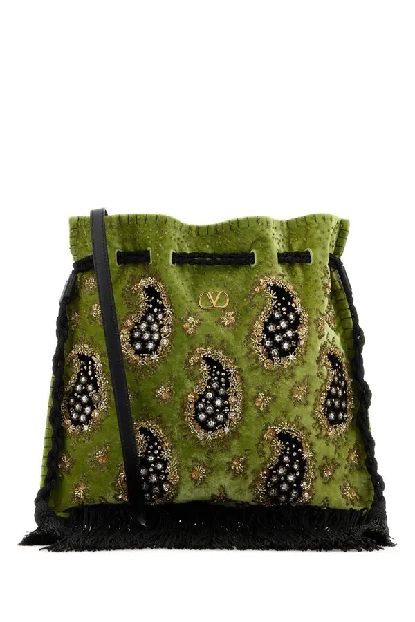 Valentino Garavani Velvet Bucket Bag With Embellishments