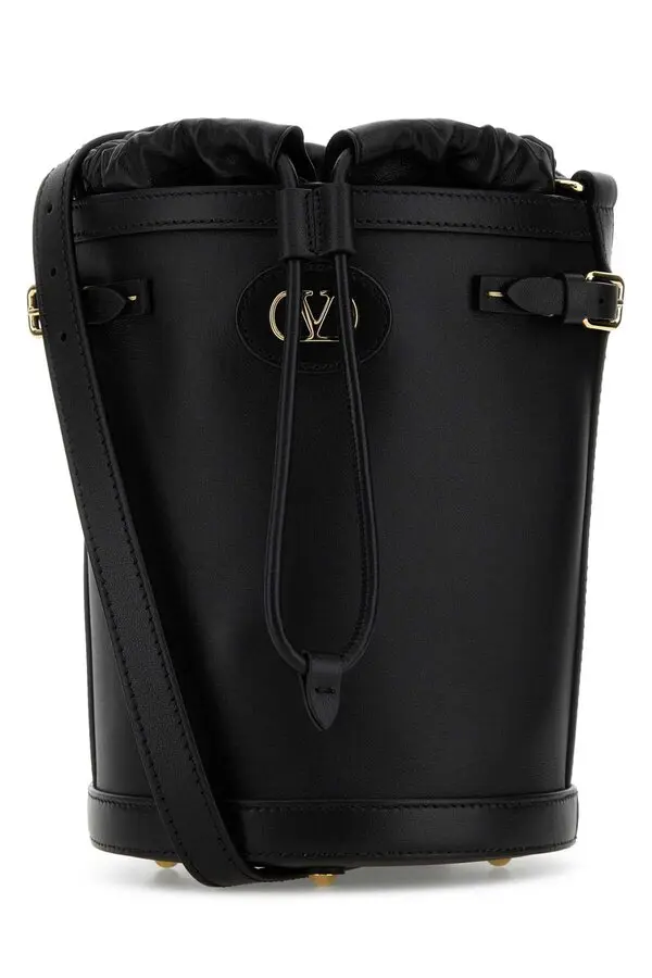 Valentino Garavani Leather Bucket Handbag With Golden Hardware, 20cm X 25cm X 15cm
