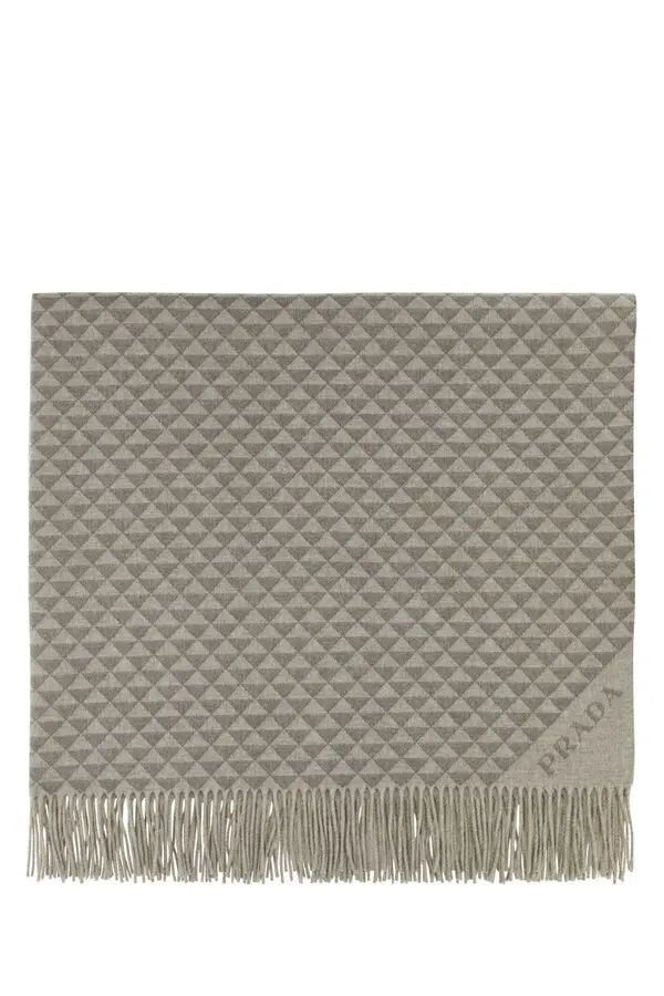 Prada Embroidered Wool-blend Symbole Double Blanket, 135 Cm X 185 Cm