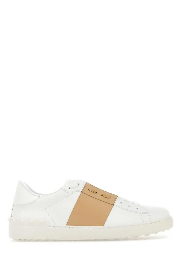 Valentino Garavani Open Sneaker In Leather With Camel Band