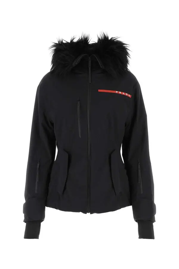 Prada Re-nylon Ski Jacket With Graphene Padding And Fur Trim