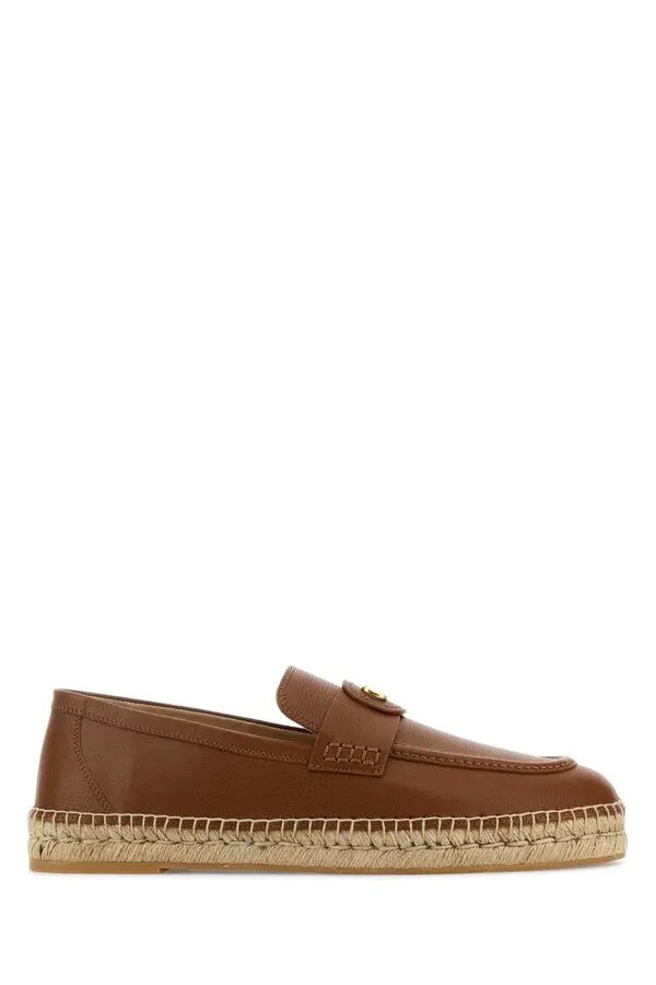 Valentino Garavani Vlogo Leather Espadrilles - Camel