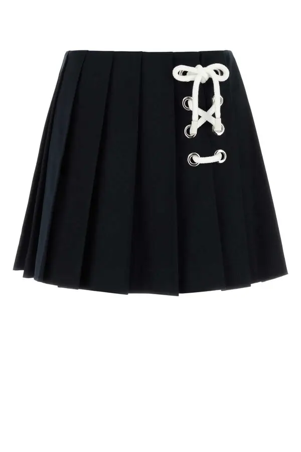 Prada Pleated Mini Skirt With Lace-up Detail