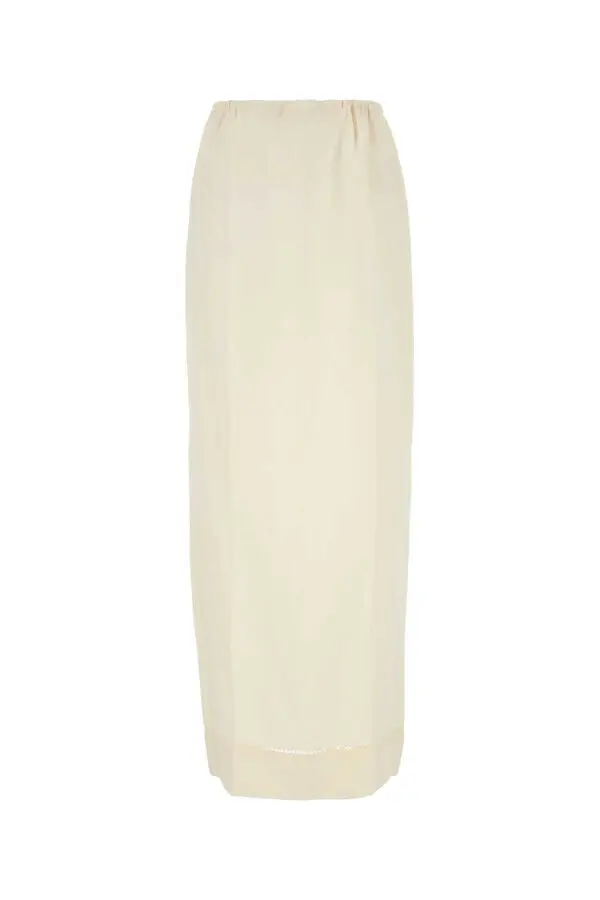 Prada 100% Linen Midi Skirt - White
