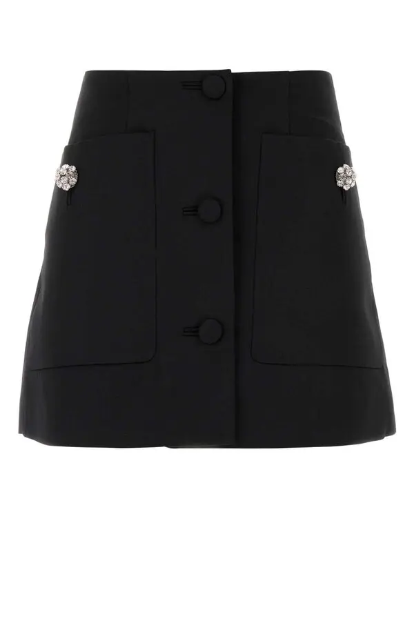 Prada Wool Mini Skirt With Embellished Details