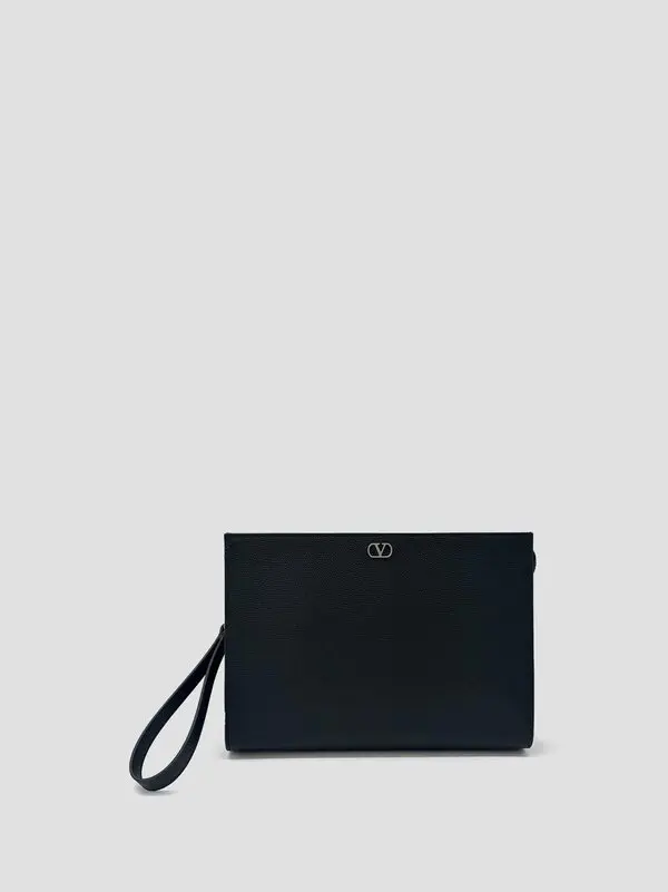 Valentino Garavani V Logo Signature Mini Pouch Handbag - Black