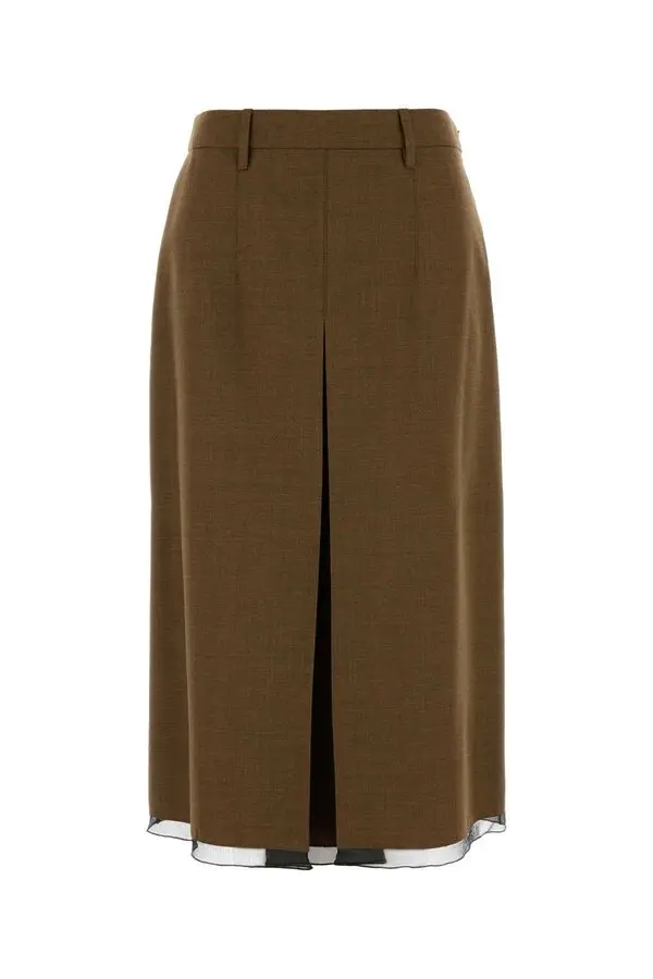 Prada Virgin Wool Midi Skirt