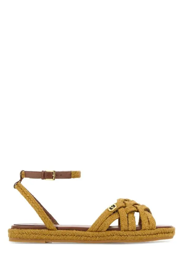 Valentino Garavani Vlogo Signature Raffia Sandals - Yellow